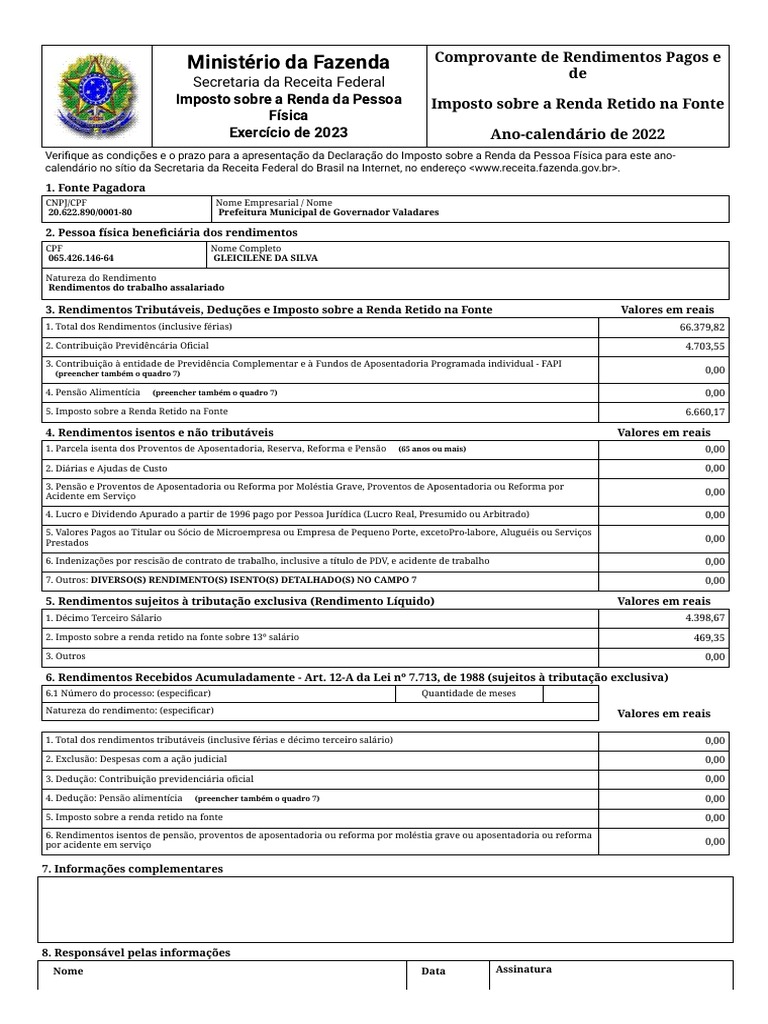 Comprovante de Rendimentos - Relatório PDF | PDF | Imposto de Renda ... Comprovante de Rendimentos - Relatório PDF | PDF | Imposto de Renda ...