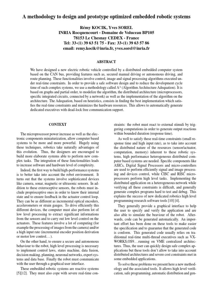 A Methodology To Design and Prototype Optimized Embedded Rob | PDF ...
