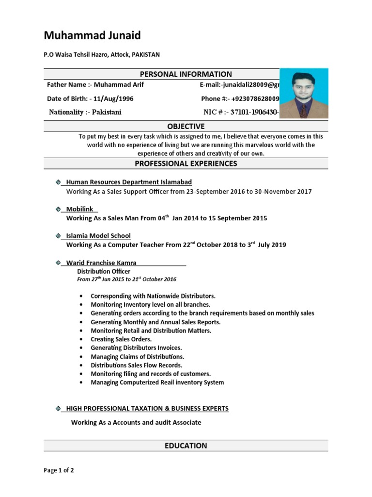 Junaid CV Done 1 2 | PDF | Software Development | Microsoft Windows
