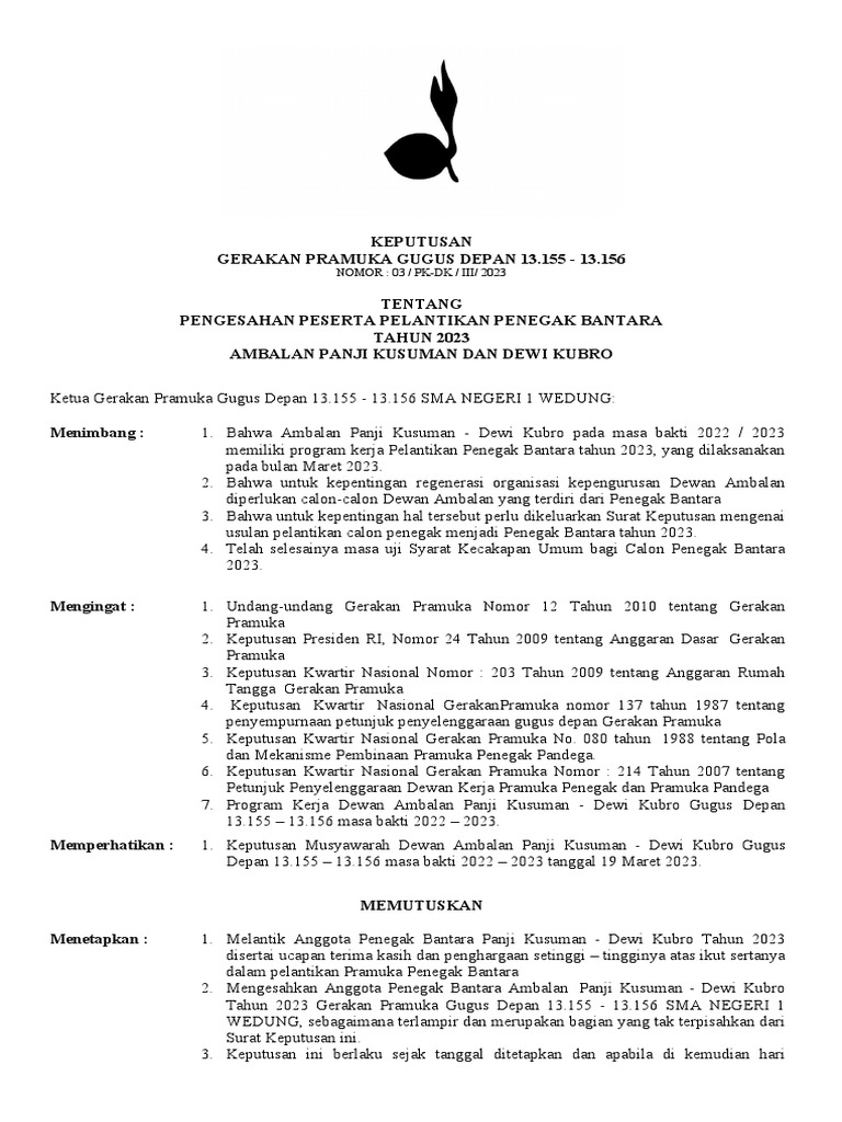 SK Pelantikan Bantara 2023 | PDF