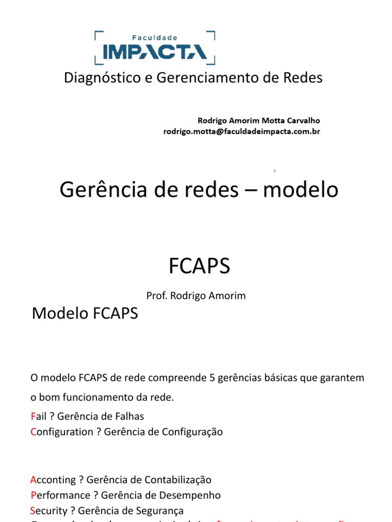 Aula 2 - Modelo FCAPS PDF | PDF | Rede de computadores | Segurança