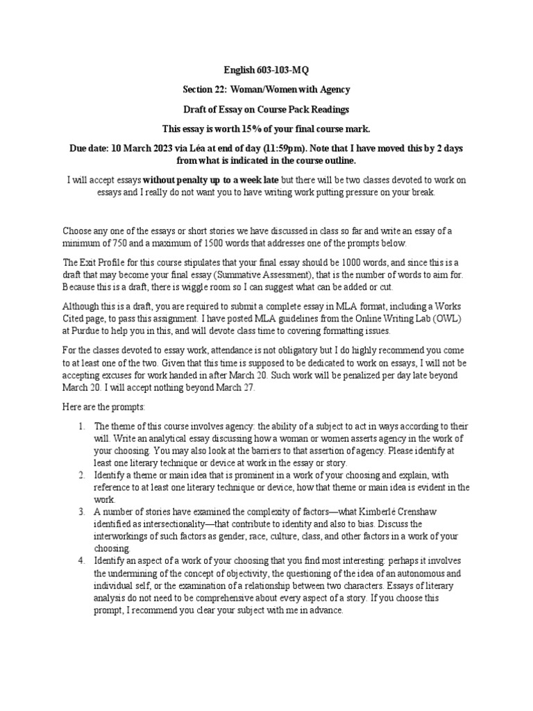 English 103 First Essay March 2023 | PDF | Intersectionality | Cognition