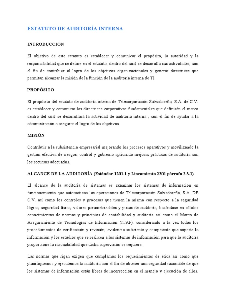 ESTATUTO | PDF | Auditoría