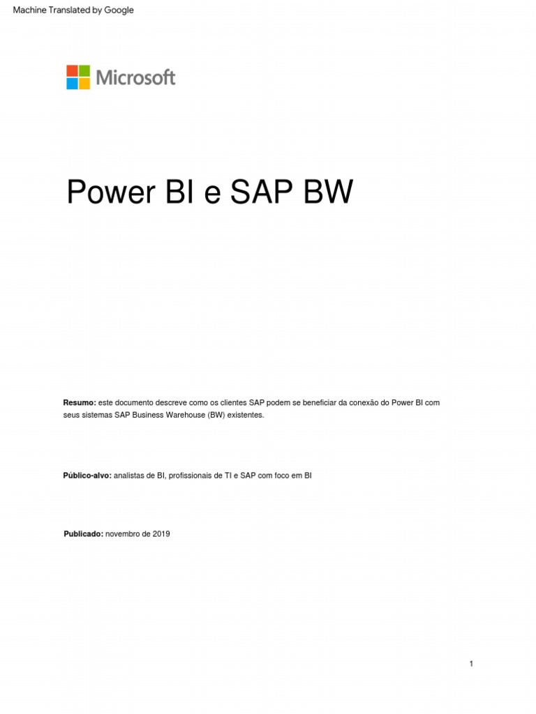 Power BI and SAP BW PDF | PDF | Dados | Computação em nuvem