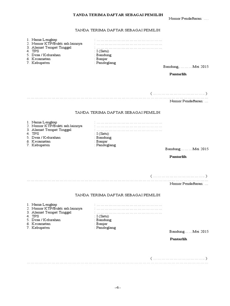 Blanko Nomor Pendaftaran - Hal. 4 | PDF