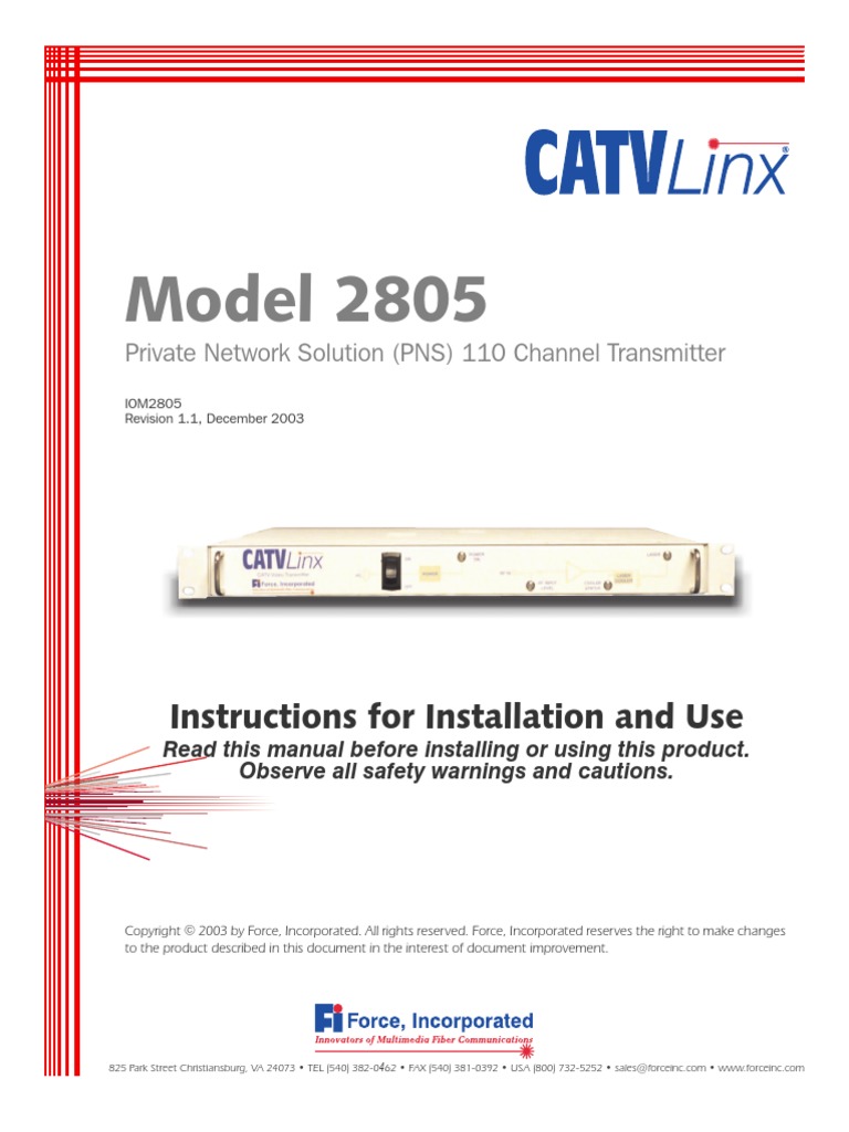 2805 Manual PDF | PDF | Optical Fiber | Electromagnetic Interference