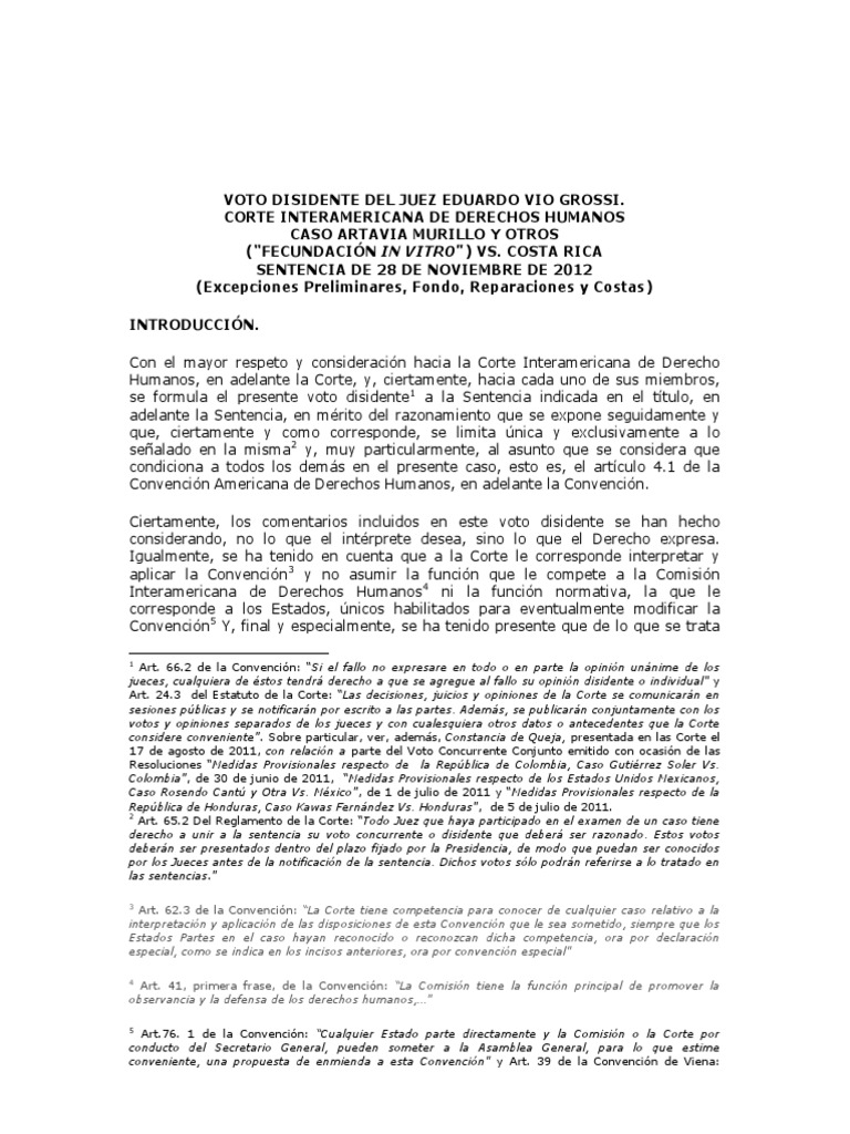 Voto Disidente - Juez Eduardo Vio Grossi CIDH | PDF | Tratado ...