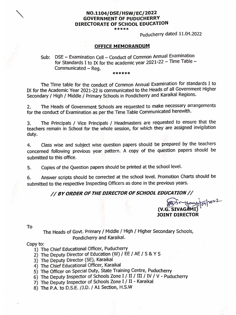 Annual Time Table 2022 | PDF