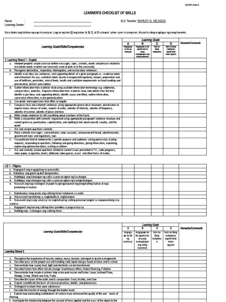 ALS RPL Form 4 FLT Basesd | PDF | Adverb | Climate Change