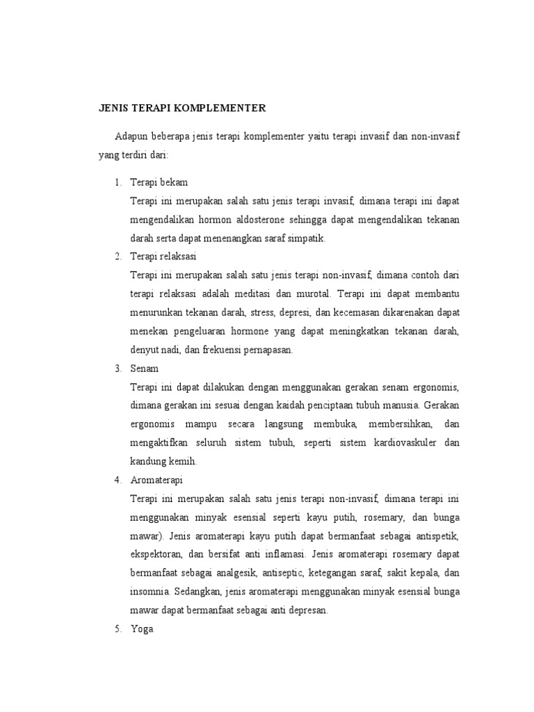 Jenis Terapi Komplementer | PDF