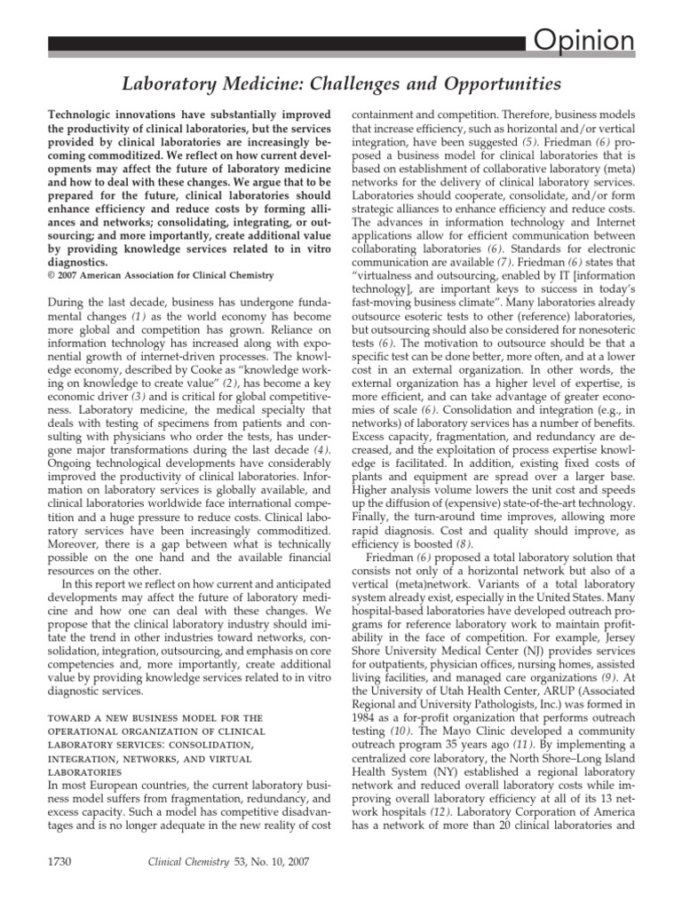 Laboratory Medicine Challenges and Opportunities | PDF | Medical ...