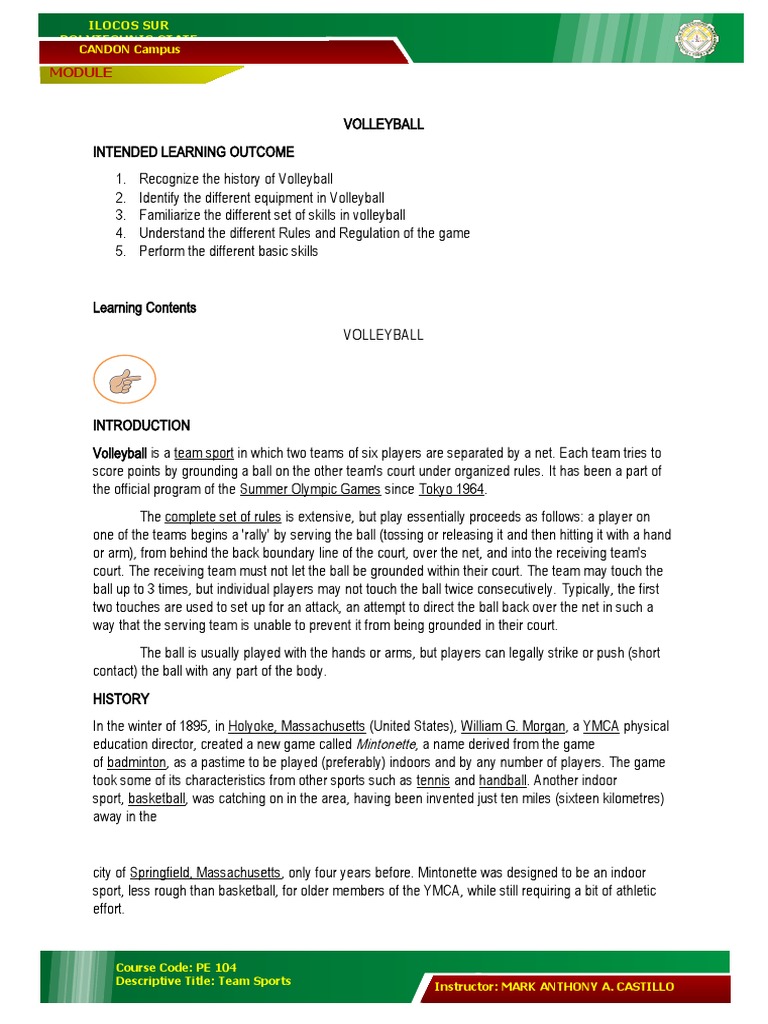 Team Sports Module | PDF