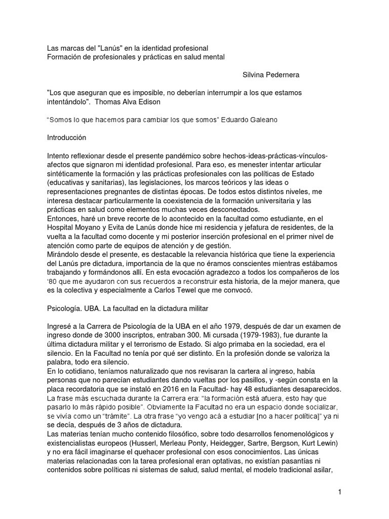 Identidad Profesional en Salud Mental | PDF | Sicología | Salud mental