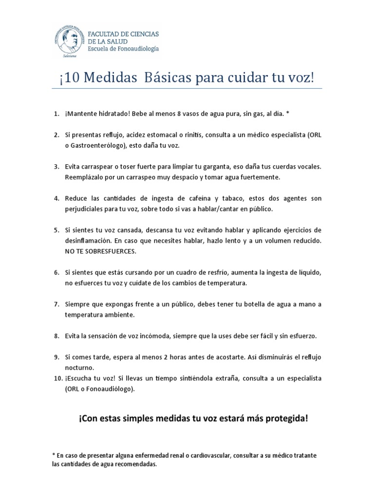 Cuida tu voz: 10 consejos esenciales | PDF