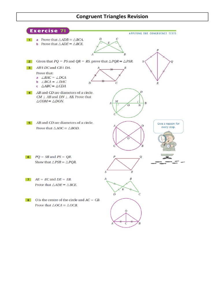 Congruent Triangles and Similarity Revision | PDF | Teaching Methods & Materials