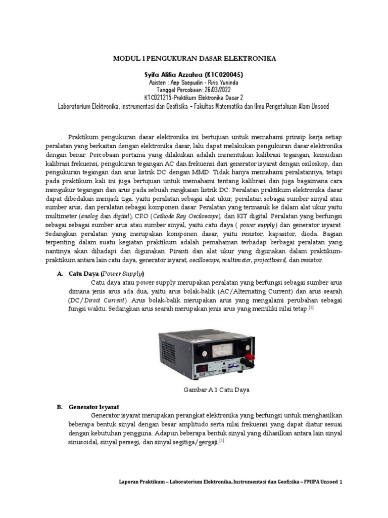 ACARA 1 - SYIFA ALIFIA AZZAHRA - K1C020045 - Prak Eldas 2-1 | PDF | Metode & Bahan Ajar ...