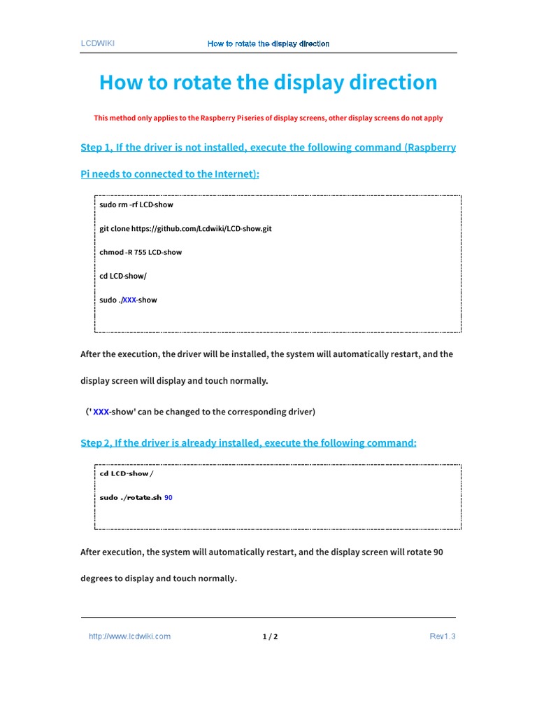 How To Rotate The Display Direction-V1.3 | PDF