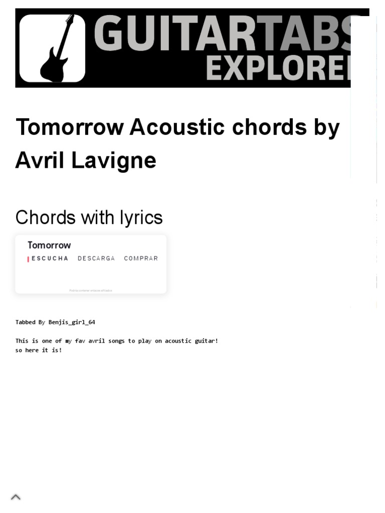 Tomorrow Chords by Avril Lavigne | PDF | Language Arts & Discipline | Art