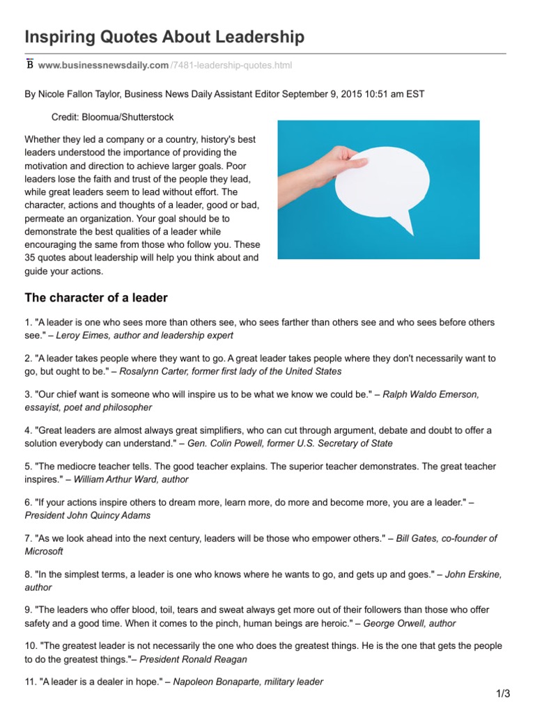 Inspiring Quotes About Leadership | PDF | Leadership