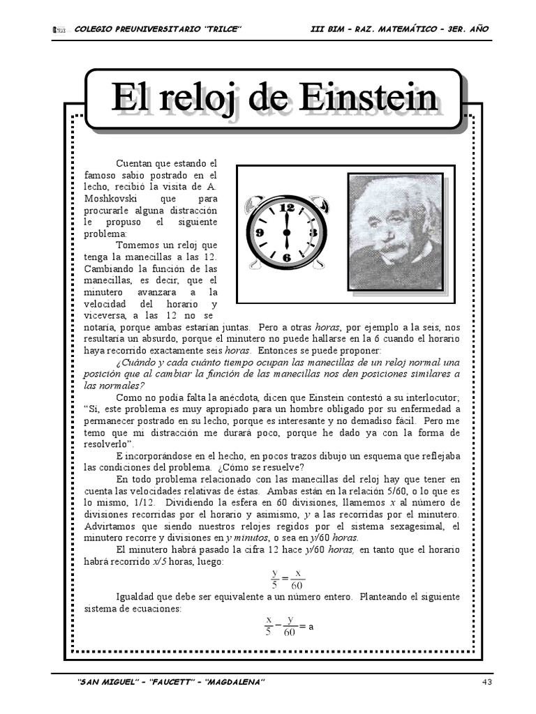 Iii Bim - R.M. - 3er Año - Guia Nº7 - Relojes | Descargar gratis PDF | Hora | Reloj
