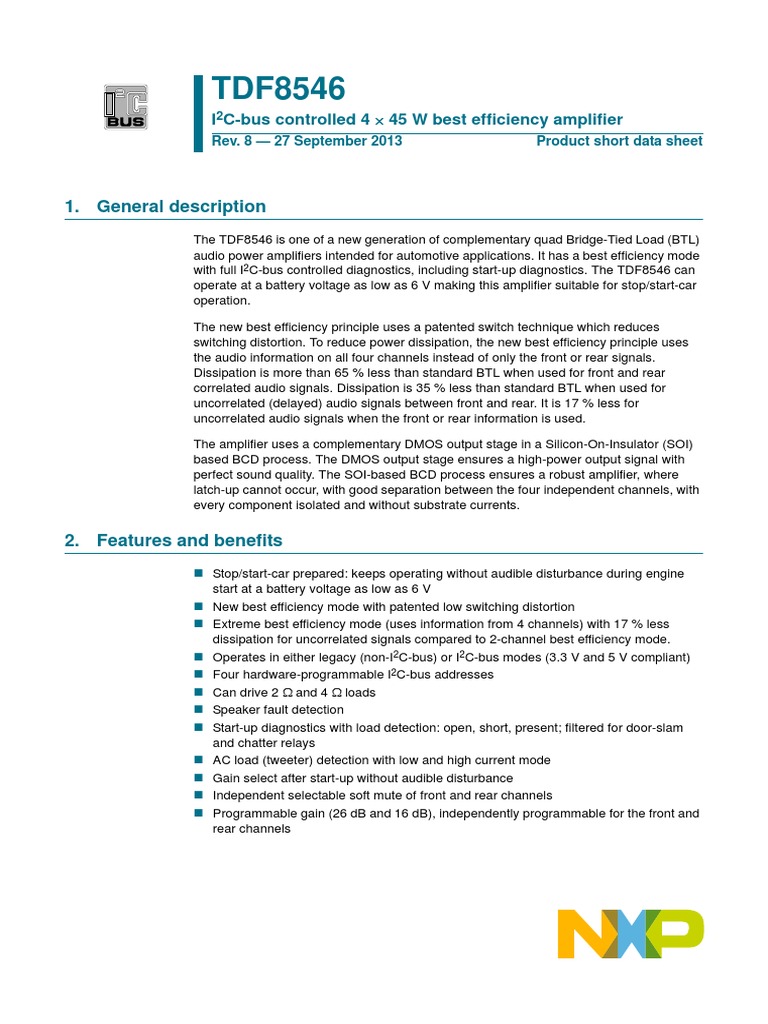 TDF8546 SDS | PDF | Amplifier | Mosfet