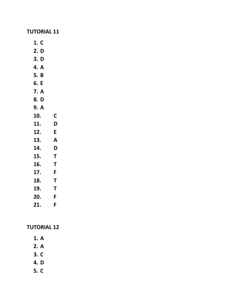 Tutorial 11, Tutorial 12&tutorial 13 | PDF