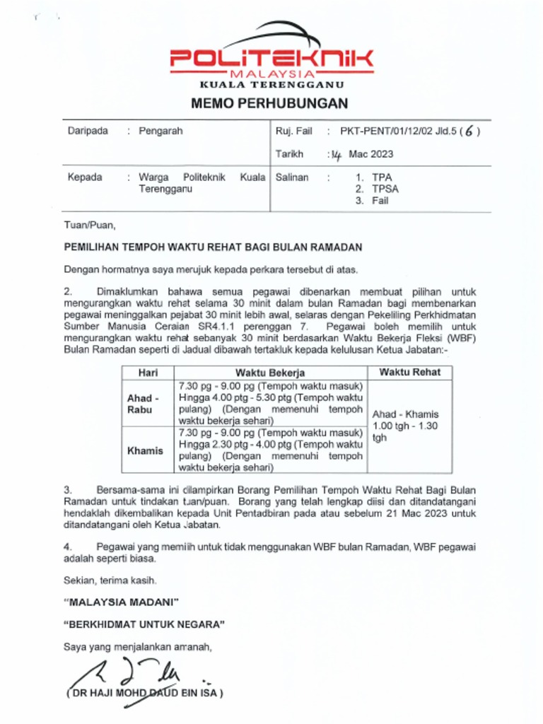 Pemilihan Tempoh Waktu Rehat Bagi Bulan Ramadhan PDF | PDF