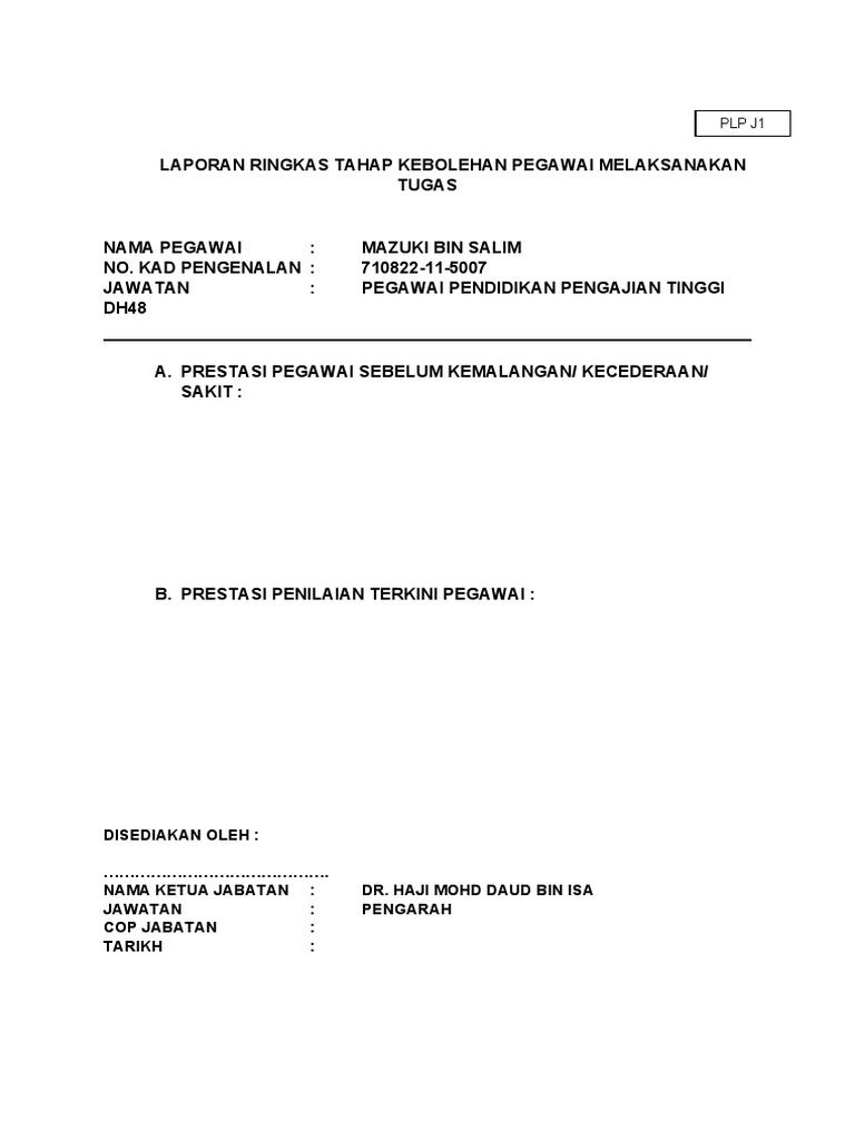 Laporan Ringkas Pegawai | PDF