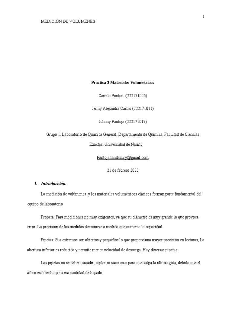 Practica 3 Materiales Volumetricos | PDF | Medición | Exactitud y precisión