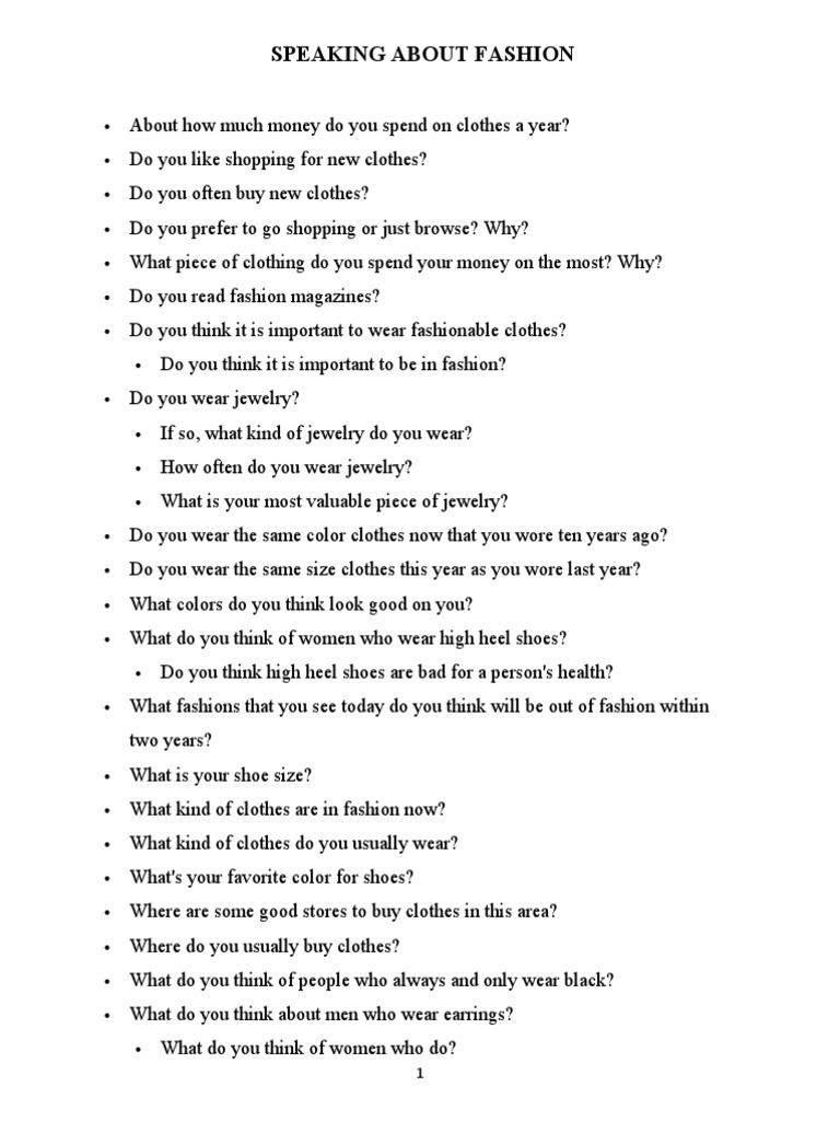 Discussing Fashion Choices and Trends | PDF | Clothing | Fashion