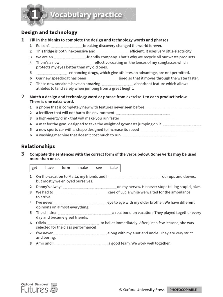 ODF5 Unit 1 Vocabulary Practice PDF | PDF