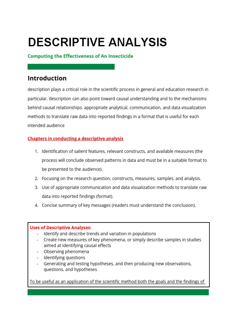 Descriptive Analysis Pdf Data Causality