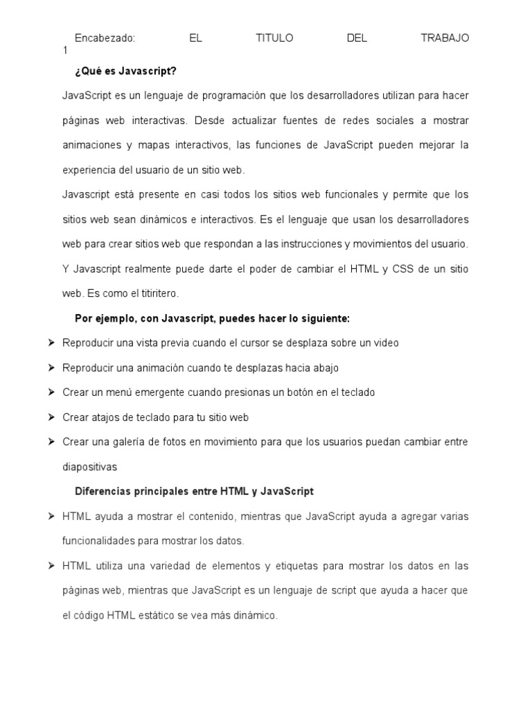 Diferencias Entre JavaScript y HTML | PDF | Script Java | HTML Diferencias Entre JavaScript y HTML | PDF | Script Java | HTML