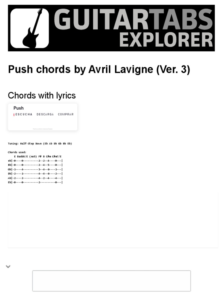 PUSH (VER. 3) Chords by Avril Lavigne - Chords Explorer | PDF | Musical ...