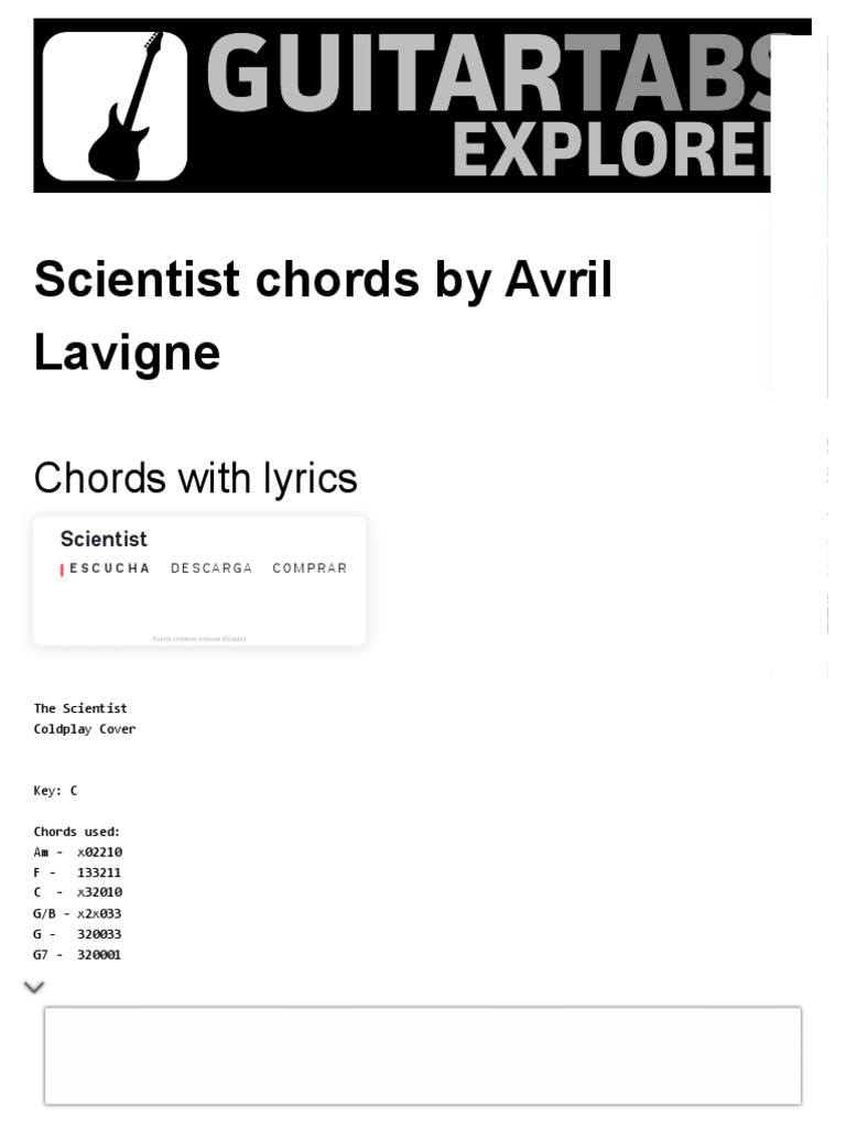 SCIENTIST Chords by Avril Lavigne - Chords Explorer | PDF