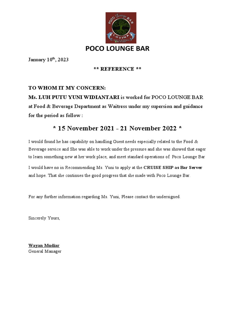 Poco Lounge Bar Reference | PDF