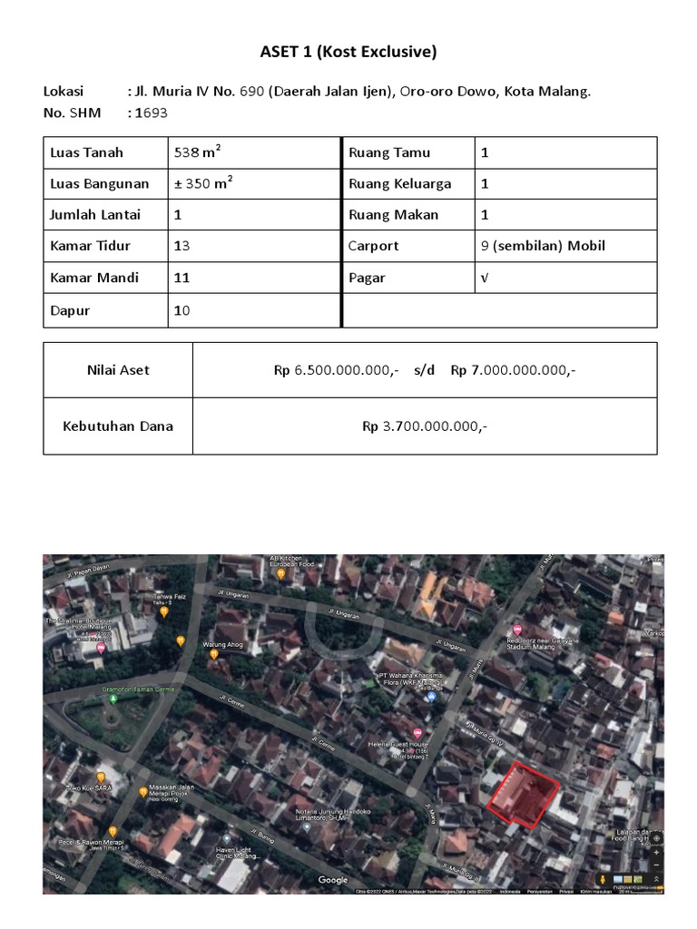 Jl. Muria - KOST EXCLUSIVE (Daerah Jalan Ijen) | PDF