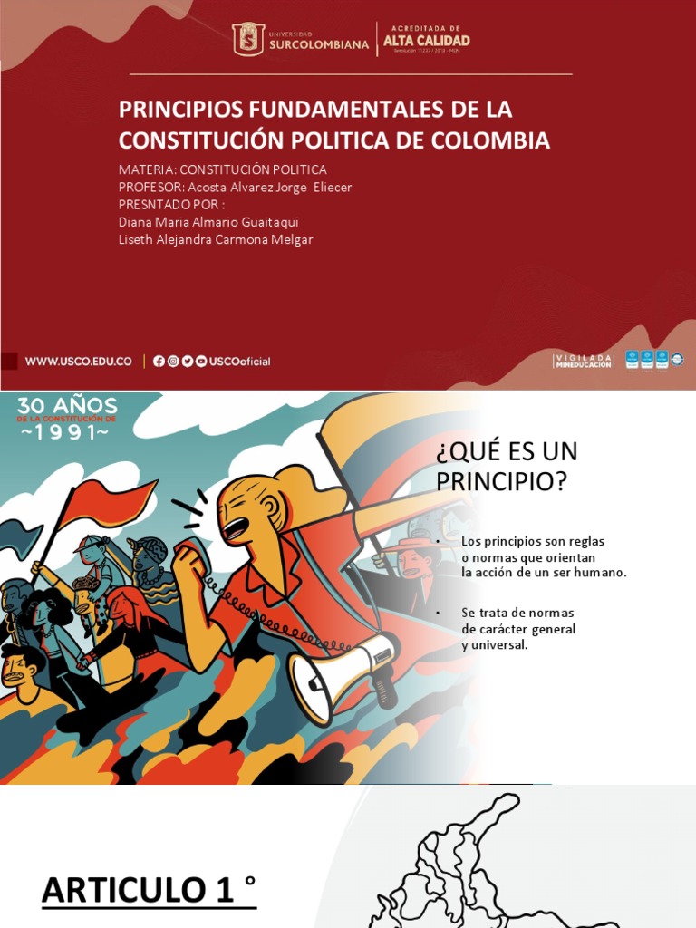 Principios Fundamentales de la Constitución 1991 | PDF | Constitución ...