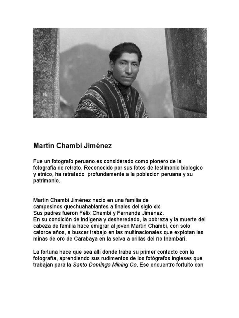 Martín Chambi: Pionero de la Fotografía Peruana | PDF | Historia
