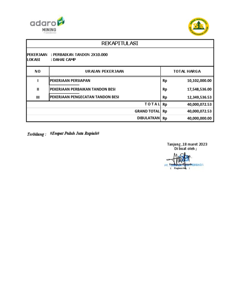 Revisi Penawaran Tandon PDF | PDF