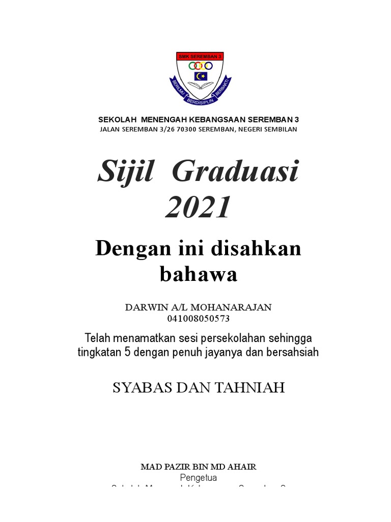 5 Um Sijil Graduasi 2021 | PDF