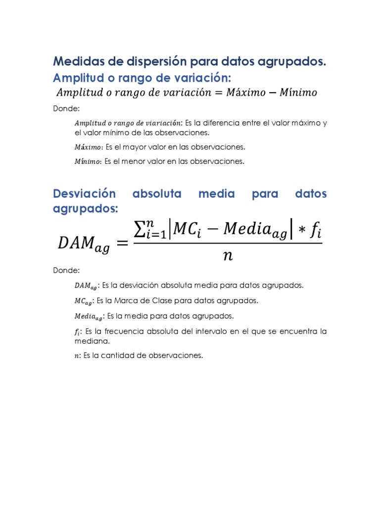 Medidas de Dispersión para Datos Agrupados | PDF