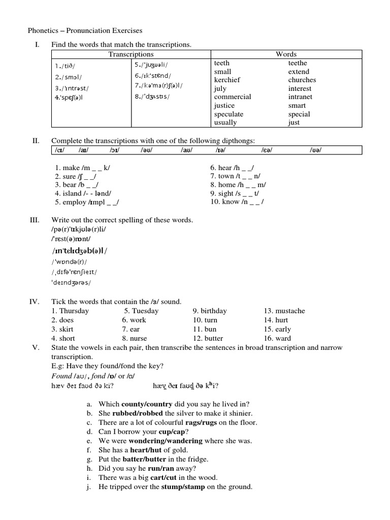 Phonetic and Pronunciation Exercise | PDF | Phonetics | Human Communication