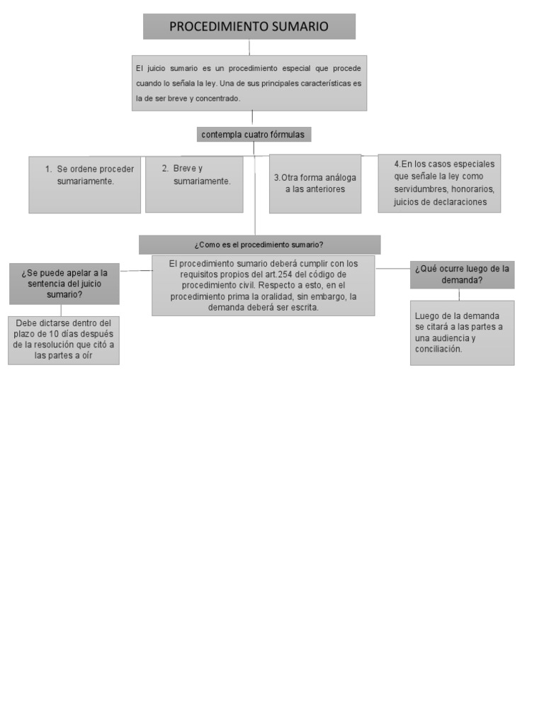 Procedimiento Sumario: Características y Proceso | PDF