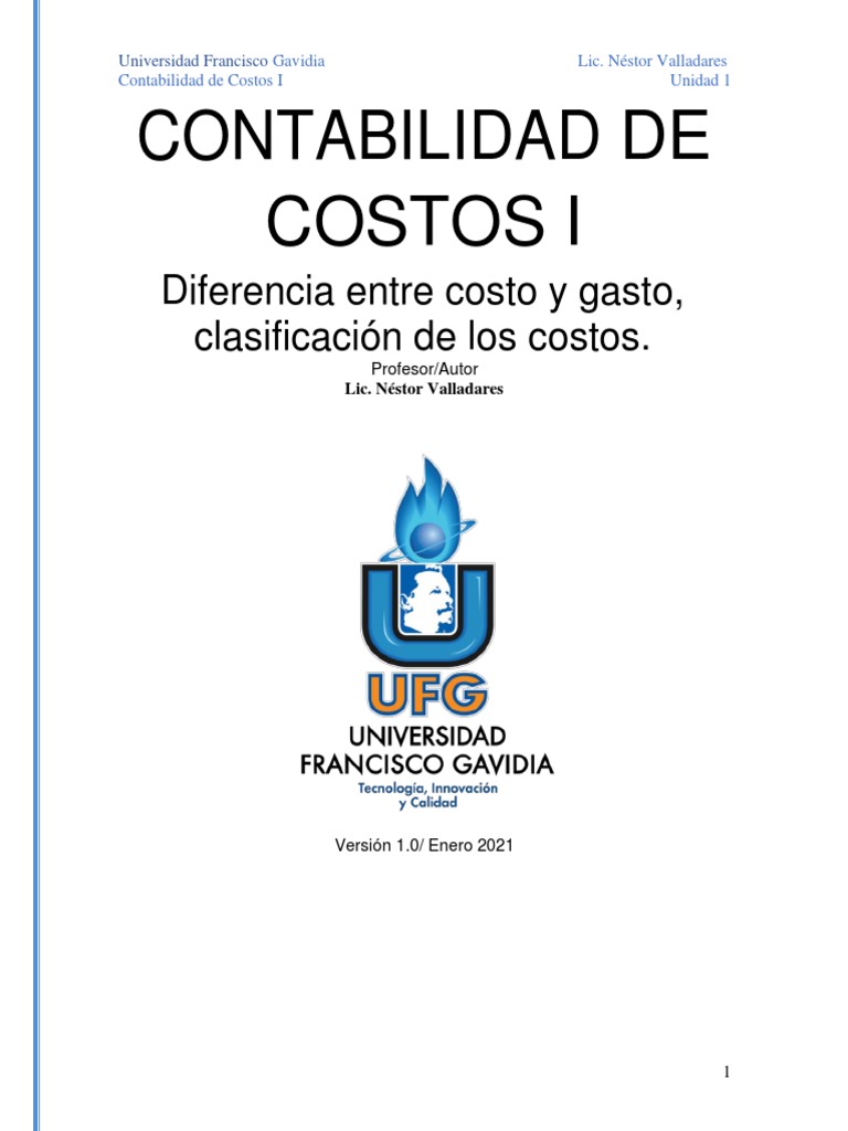 Diferencia Entre Costo y Gasto, Clasificación de Los Costos. | PDF | Costo | Contabilidad