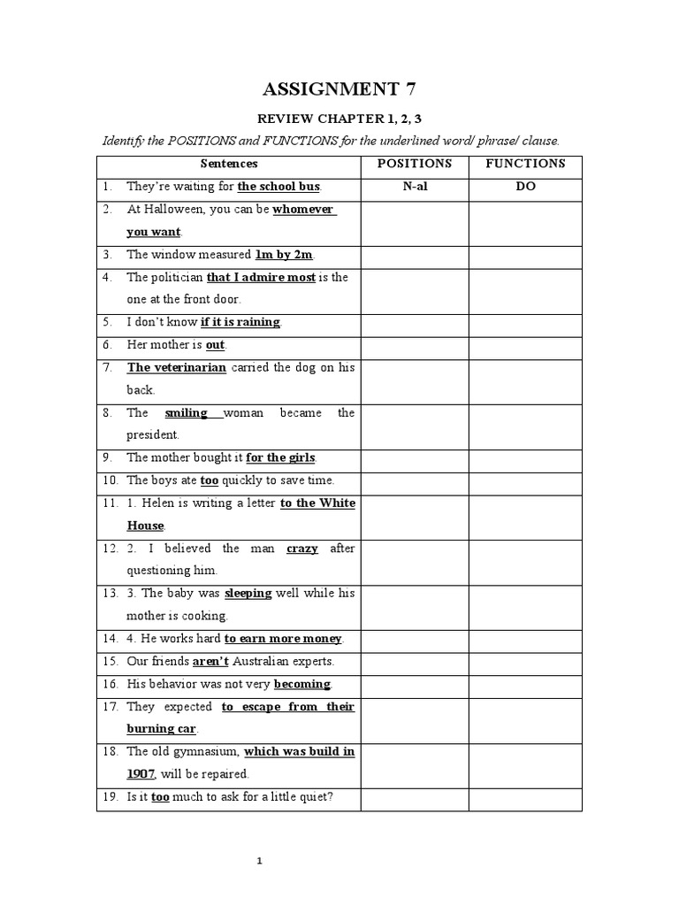 Assignment 6 - The Basic Clause Types | PDF | Linguistics