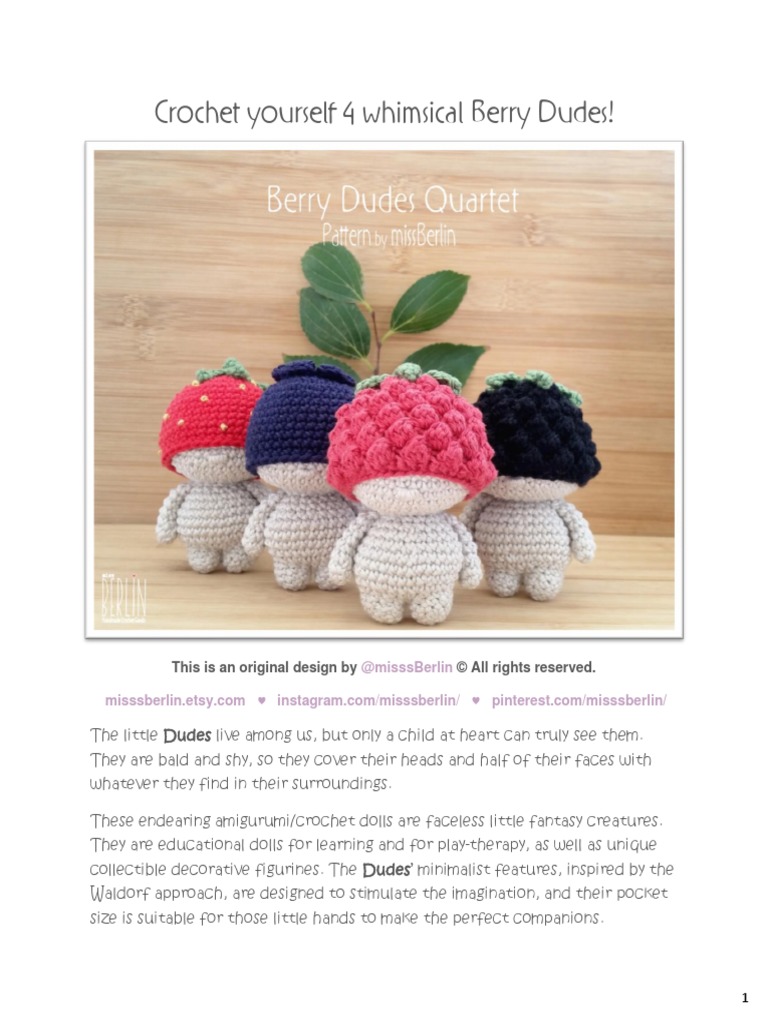 The Dudes Berry Caps PDF | PDF | Crochet | Yarn