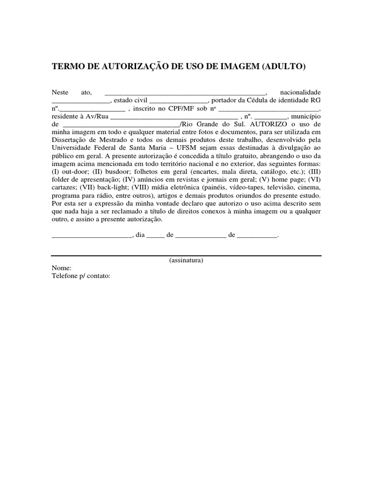 Termo de Autorizacao de Uso de Imagem | PDF | Publicidade