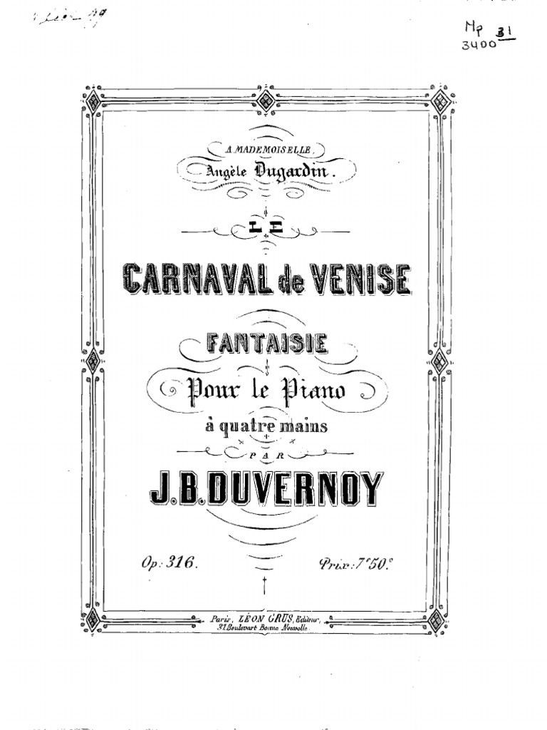 IMSLP263392-PMLP427000-JBDuvernoy Le Carnaval de Venise, Op.316 PDF | PDF
