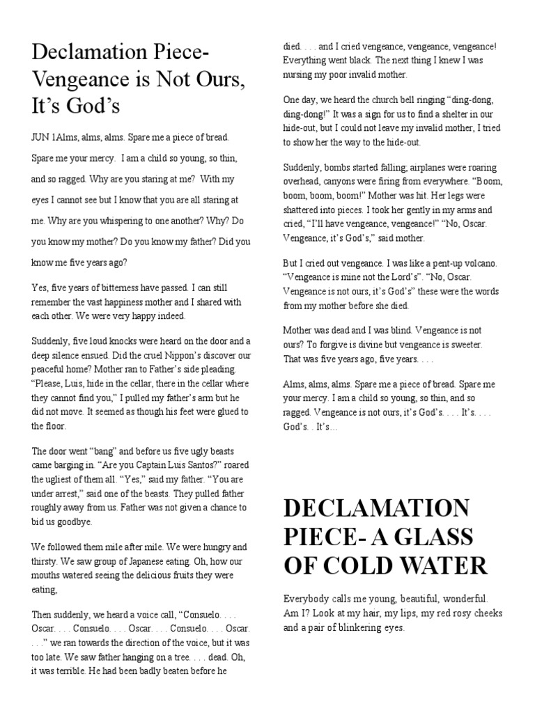 Declamation Piece | PDF